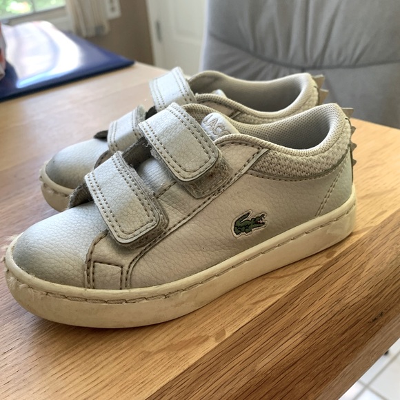 Lacoste | Shoes | Lacoste Sneakers Toddler Silver Leather With Spike ...